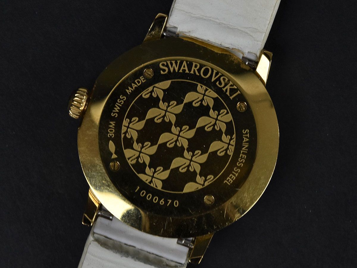 129132 SWAROVSKI スワロフスキー ピアッツァ 腕時計 クォーツ 2針 1000670 GP レザー クリスタルガラス ...