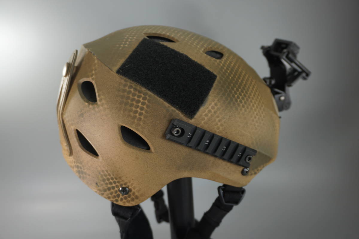 Protec Helmet PT A-Bravo Desert Tan Norotos TATM NVG Mount Ops Core Mtek Trijicon Leupold PEQ ...