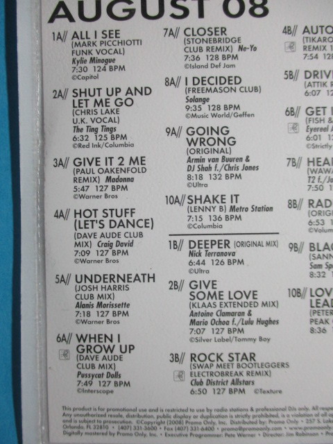 V.A. ''Mainstream Club August 08'' Lenny B / Mark Picchiotti / Paul Oakenfold / StoneBridge ...