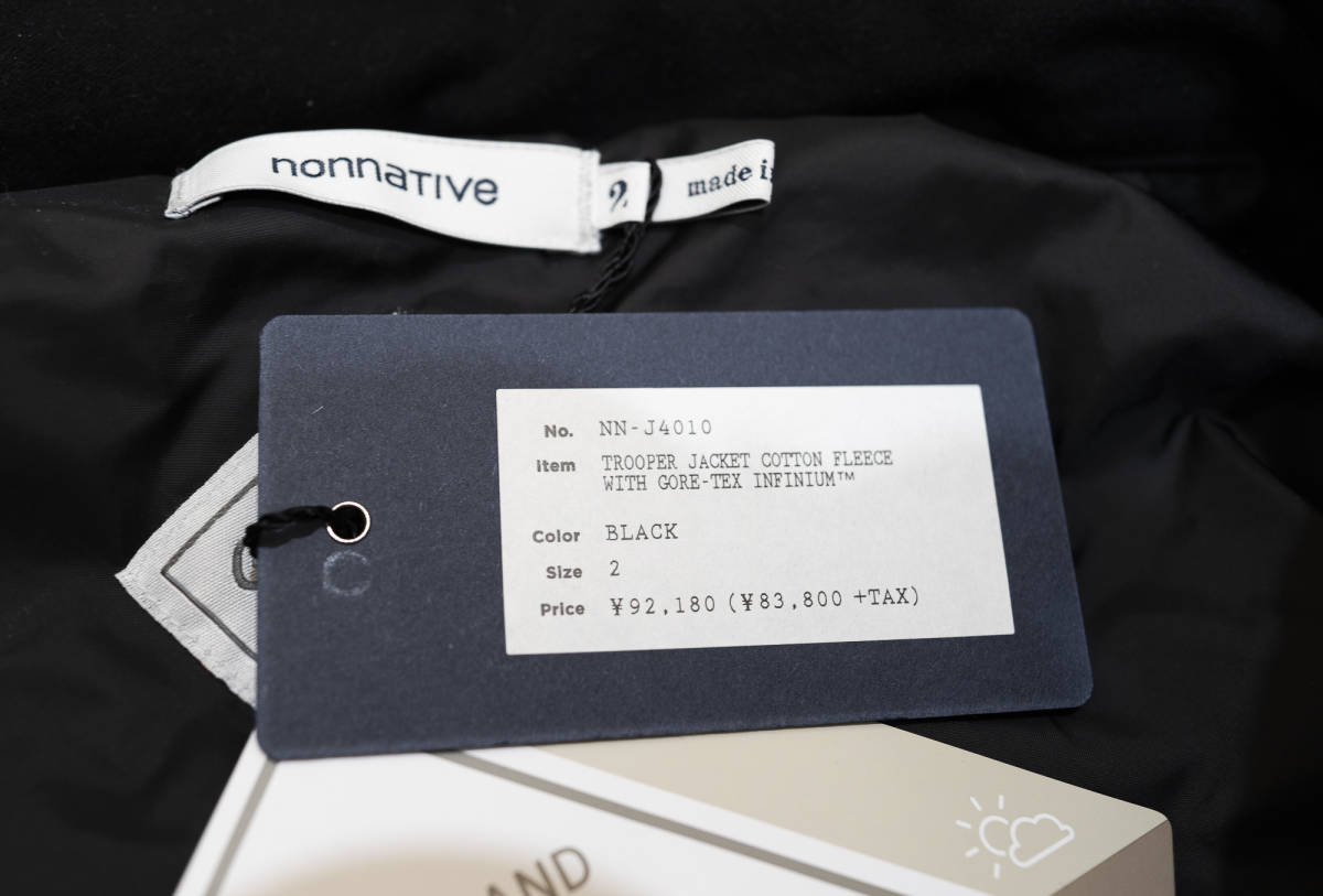 nonnative ノンネイティブ 40th TROOPER JACKET COTTON FLEECE WITH GORE-TEX INFINIUM - size 2 - Black 即 品 ...