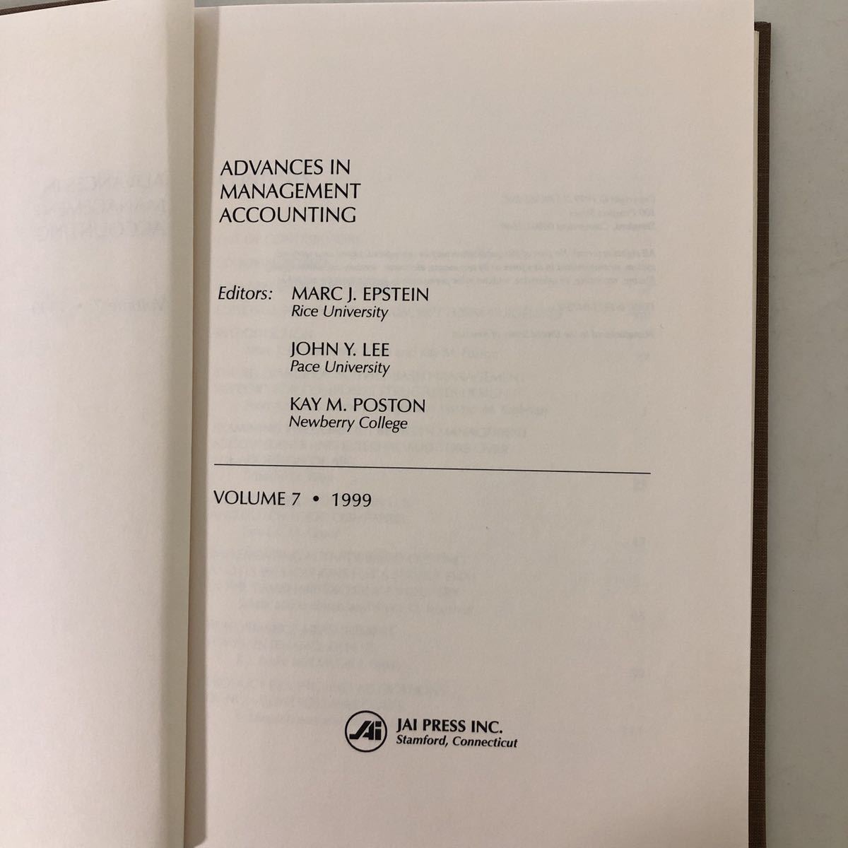 本38 ADVANCES IN MANAGEMENT ACCOUNTING Editors: MARC J. EPSTEIN JOHN Y ...