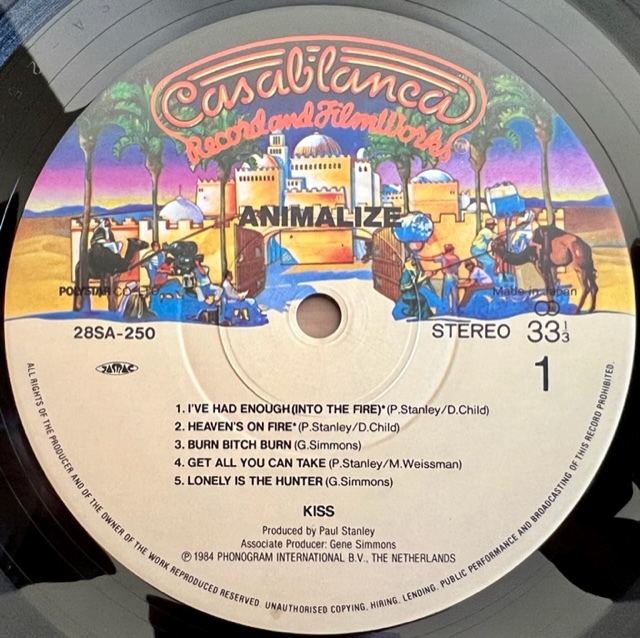 LP HR/HM/KISS/ANIMALIZE/CASABLANCA 28SA-250/国内84年ORIG OBI/帯 /キッス/アニマライズ ...