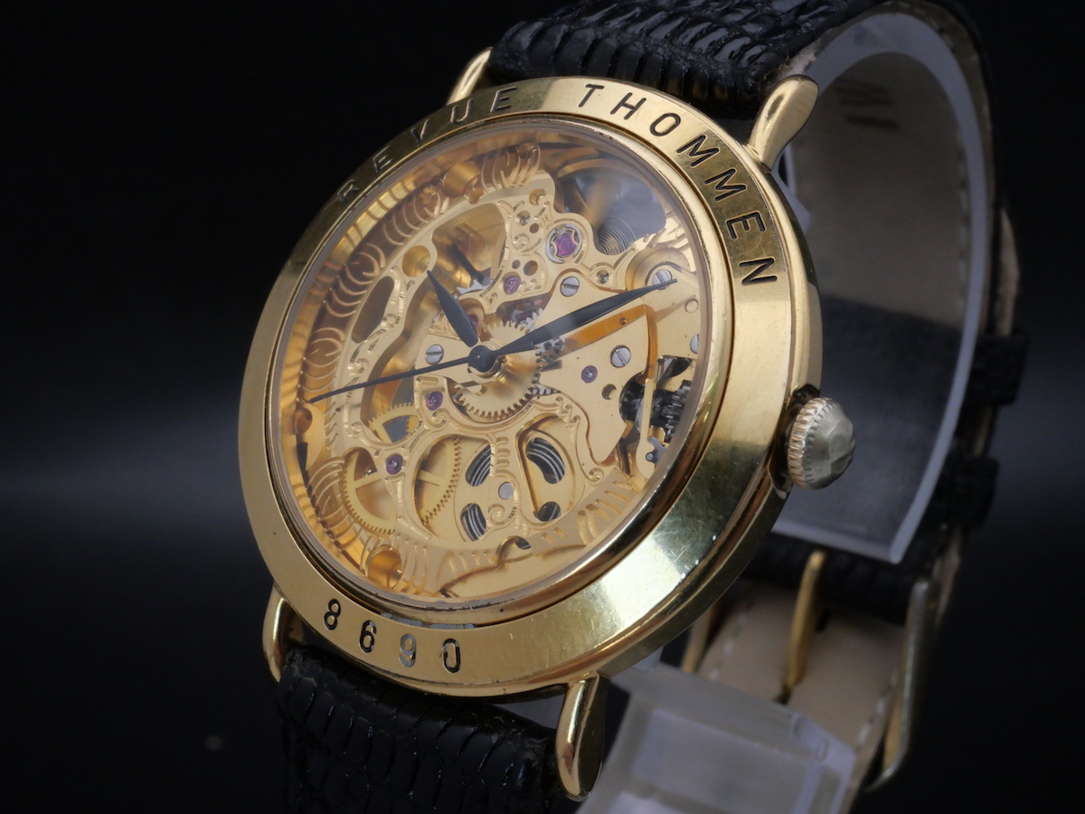 稼動品 REVUE THOMMEN Cal T44 レビュー トーメン 手巻き ゴールド 腕時計 メンズ 05498(レビュー トーメン ...