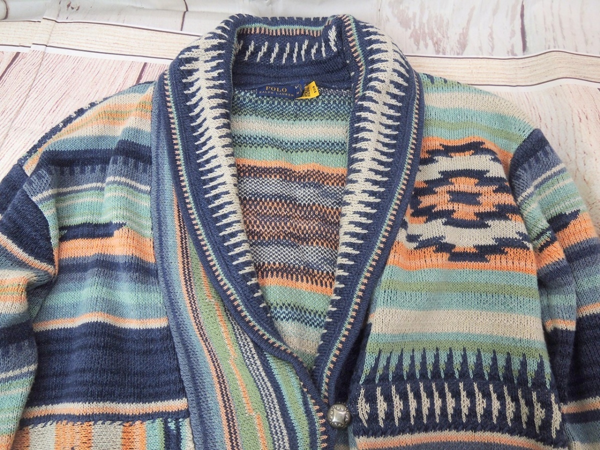 POLO RALPH LAUREN ポロ ラルフローレン ニットカーディガン M 165/92A ネイティブ RRL DENIM&SUPPLY ...