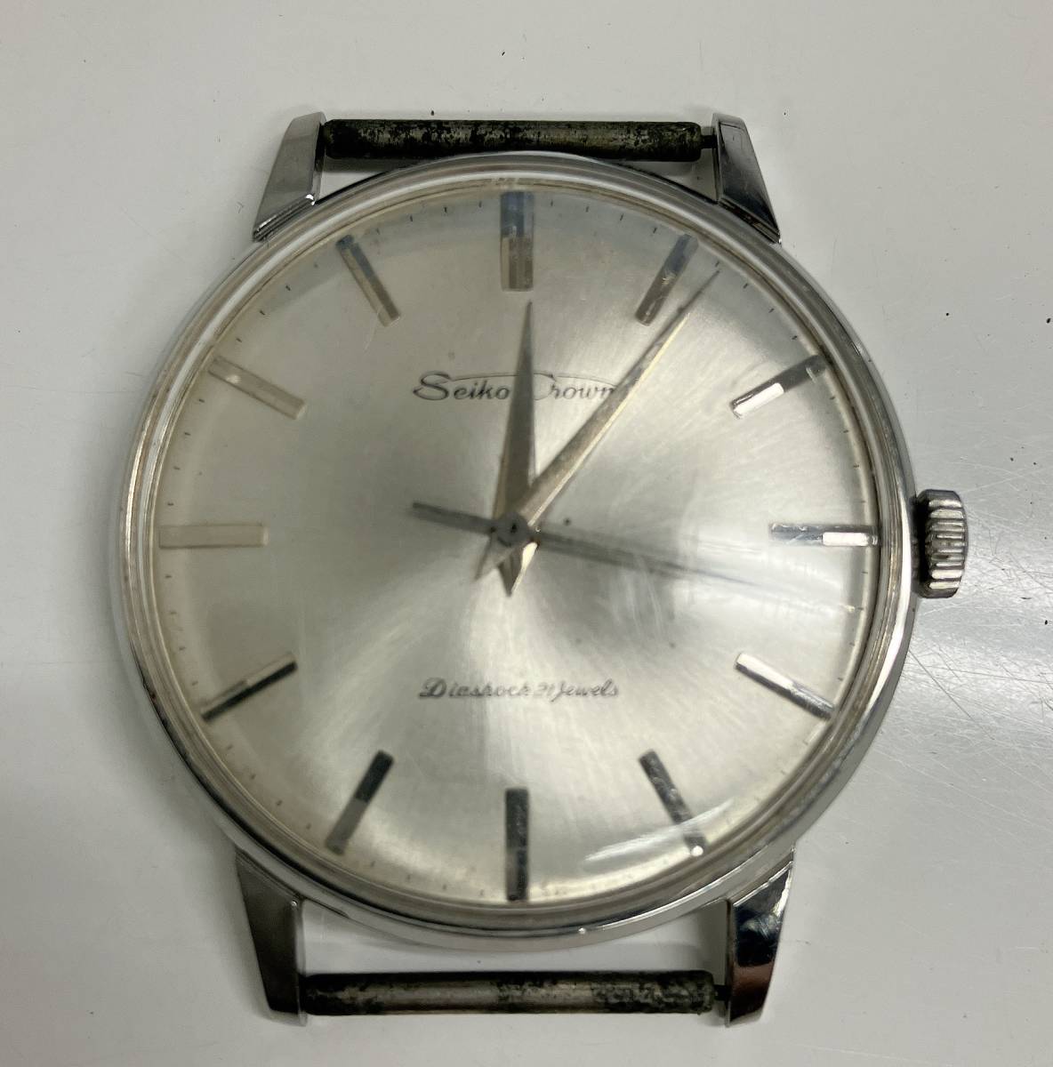 SEIKO セイコー CROWN クラウン J15003E メンズ腕時計 手巻/シルバーホワイト文字盤/本体のみ/レトロ/T412-131 ...