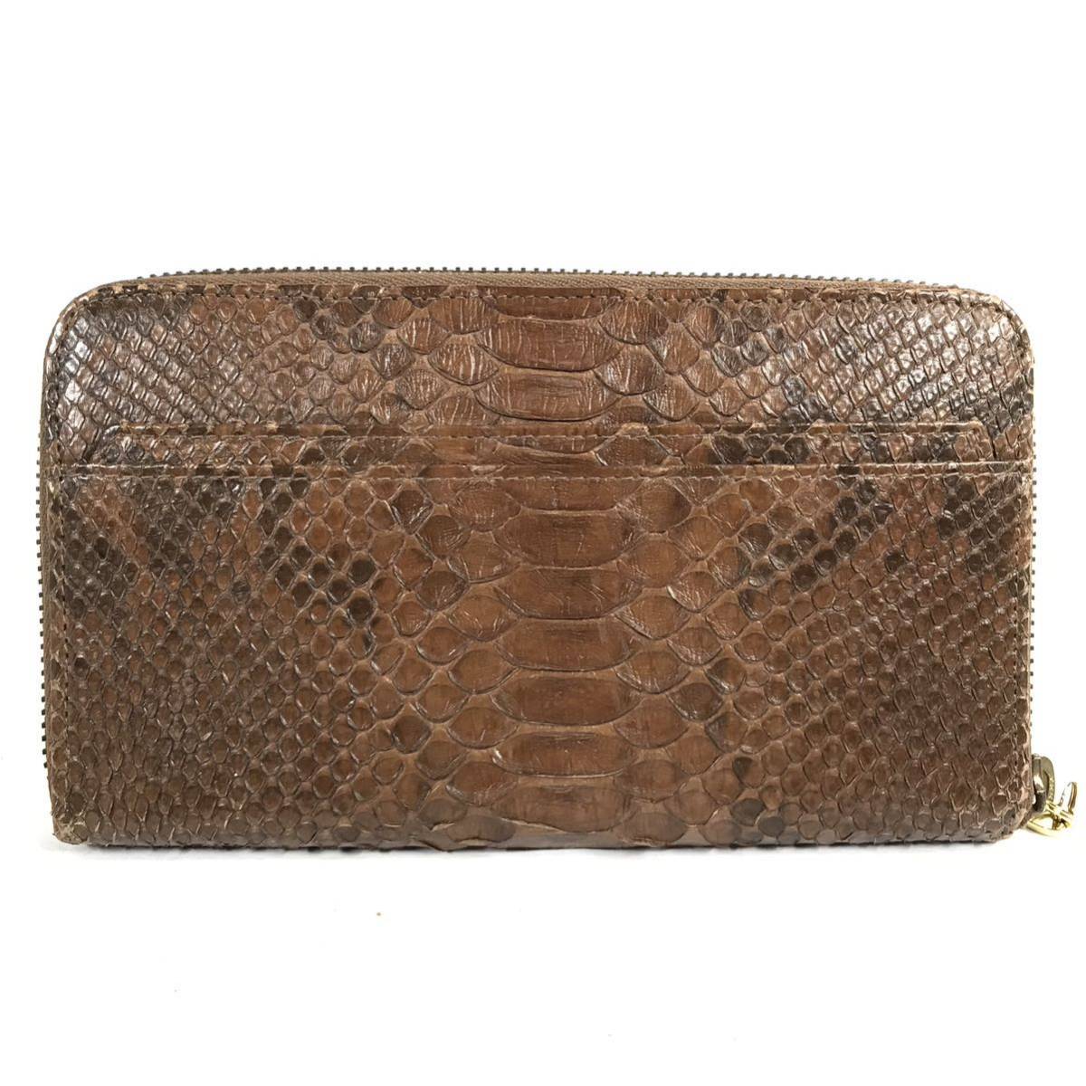 1円スタート CREATION LUSSET 本物 パイソン 長財布 ラウンドファスナー 小銭入れ有り 蛇革 メンズ レディース 伊製 送料 ...