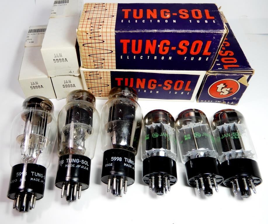 米TUNG-SOLの5998を3本とGEの5998Aを3本の計6本1組 H導通確認 レギュレータ管 P損失15W×2 マークなど程度良し(真空 ...