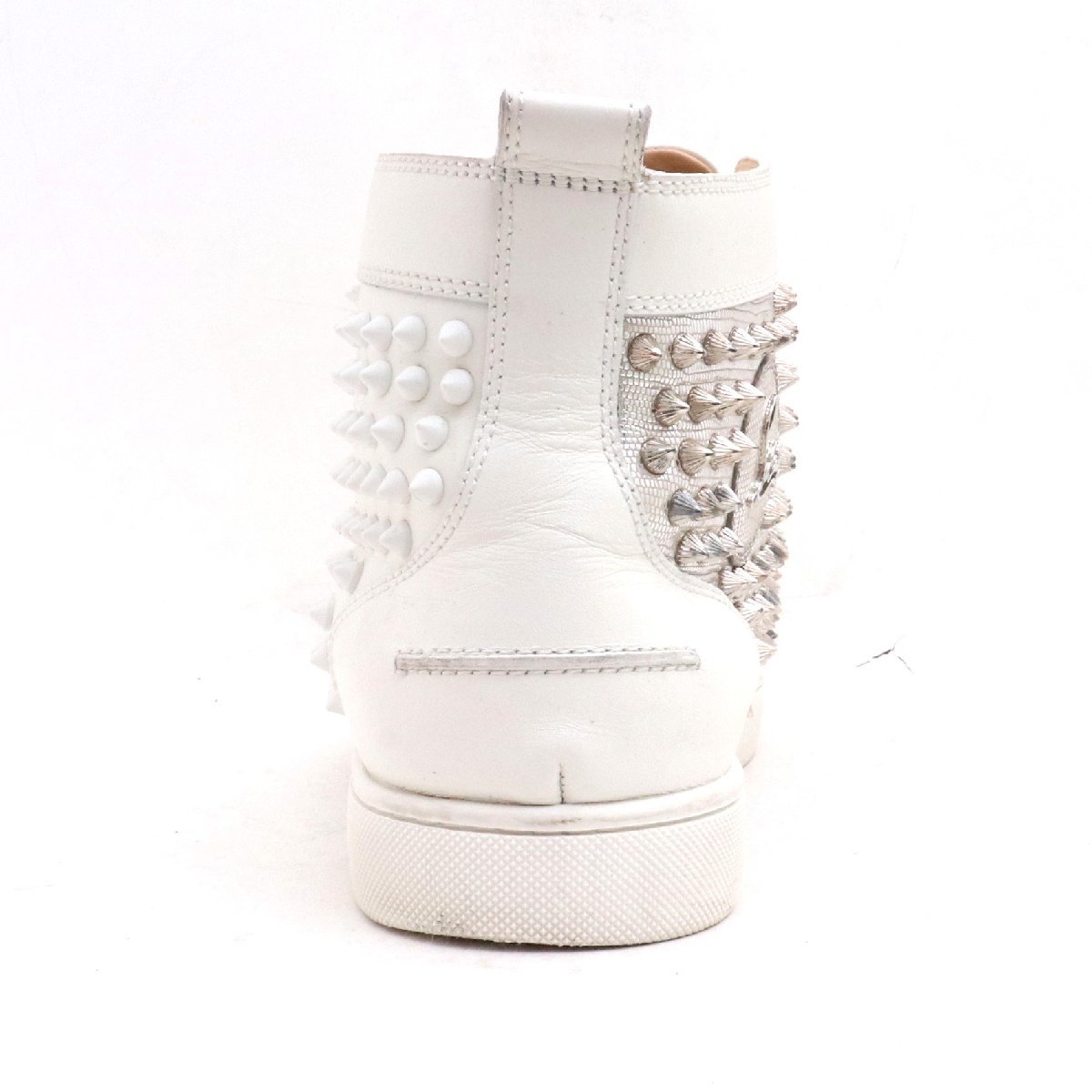 CHRISTIAN LOUBOUTIN YANG LOUIS FLAT CALF/LAMINATO DINO/SPIKES ホワイト 42 1 ...