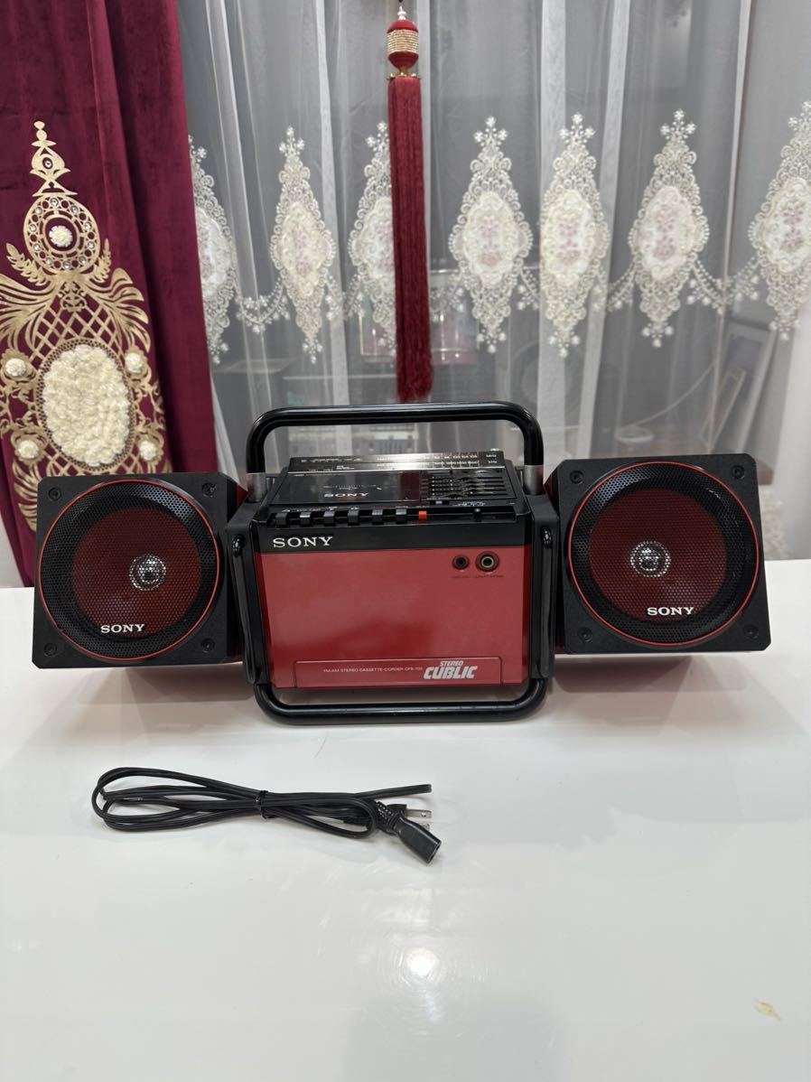 品 SONY ソニー CFS-700 キューブリック ステレオカセットレコーダー ラジカセ 赤 レッド 昭和 レトロ ビンテージ(ラジカセ ...