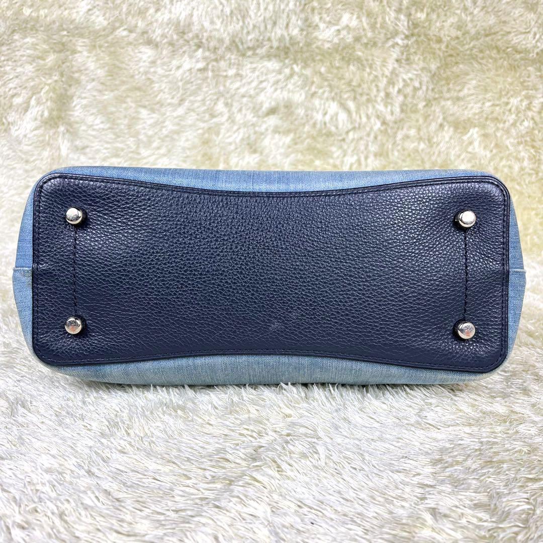 1円 激レア 品 coach コーチ アベニュー デニム レザー トートバッグ A4収納可 ブルー 91140 肩掛け ハンドバッグ ワン ...