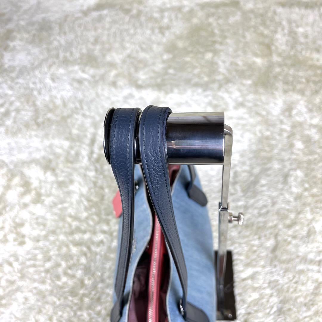 1円 激レア 品 coach コーチ アベニュー デニム レザー トートバッグ A4収納可 ブルー 91140 肩掛け ハンドバッグ ワン ...
