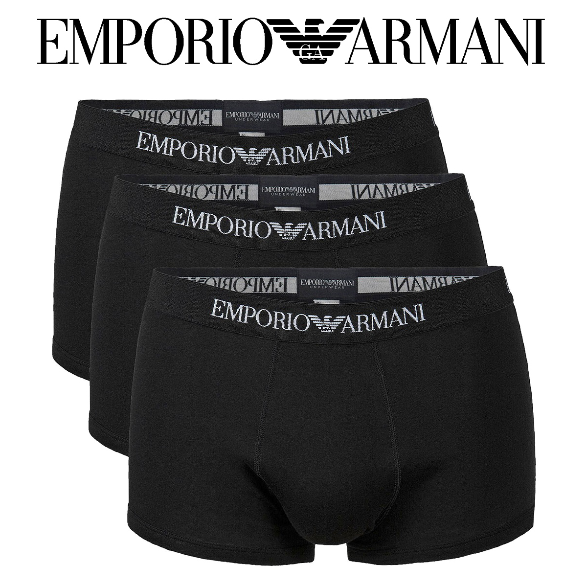 4 EMPORIO ARMANI エンポリオ アルマーニ 111610 CC722 21320 ブラック アンダーウェア ボクサーパンツ 3枚 ...