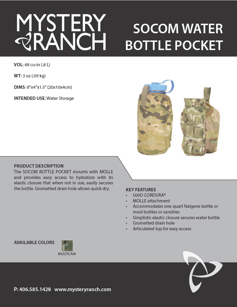 MYSTERY RANCH SOCOM Water Bottle Pocket Multicam Rip Zip Pocket FTW ...