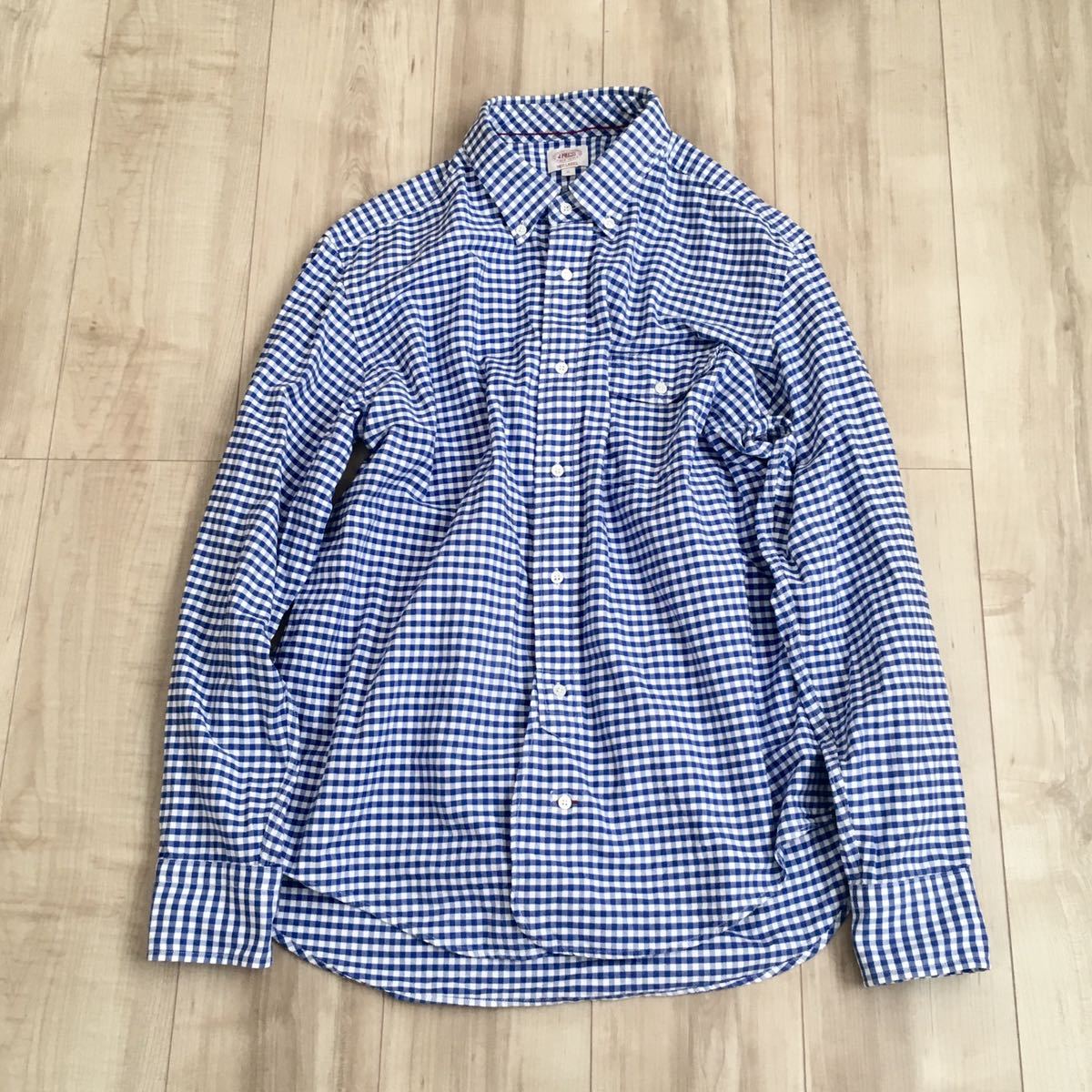 J.PRESS RED LABEL Jプレス ジェイプレス レッドレーベル 長袖 ギンガムチェック シャツ ボタンダウン 青白 貝ボタン XL ...