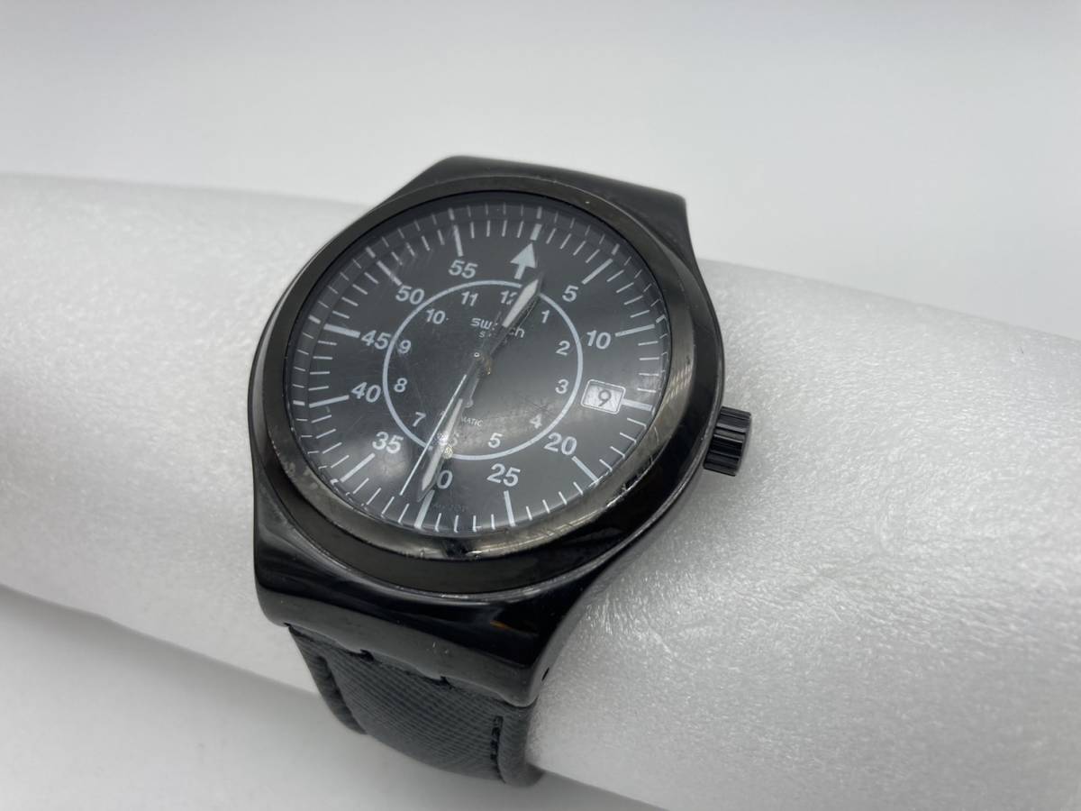 稼働品 SISTEM SLATE スウォッチ YIB400 オートマチック 自動巻き ブラック スケルトン 裏スケ 腕時計(AUTOMATIC ...