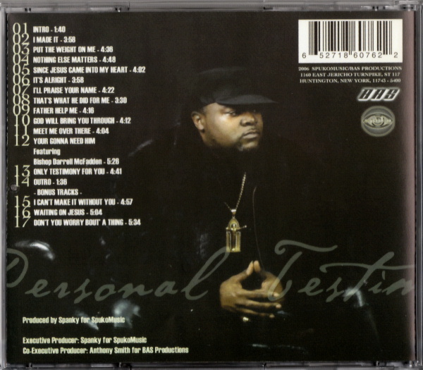 激レア SPANKY WILLIAMS ex. MEN OF VIZION - PERSONAL TESTIMONY 2006 インディソウル ...