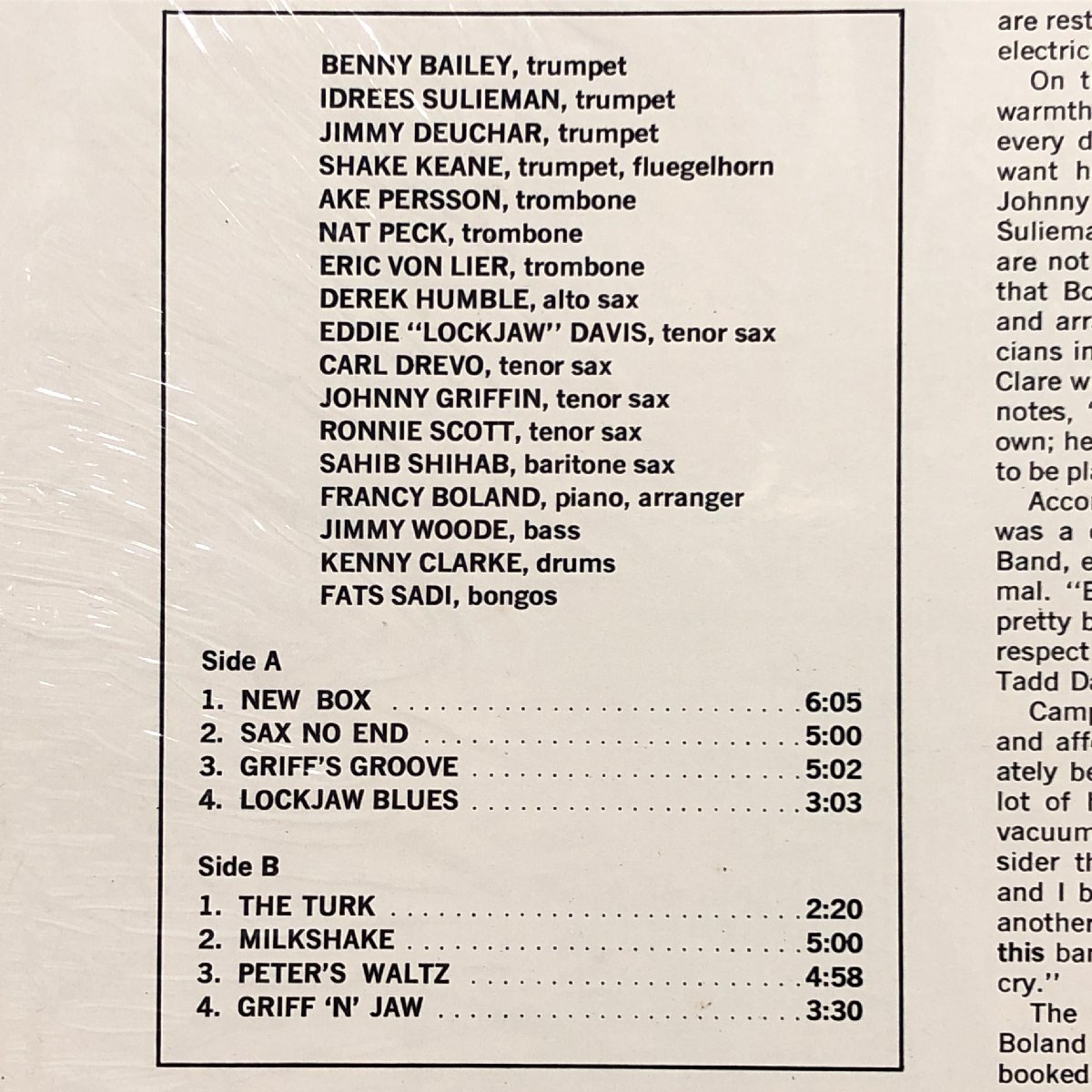 US盤 LP THE KENNY CLARKE FRANCY BOLAND BIG BAND / FIRE HEAT SOUL & GUTS ...