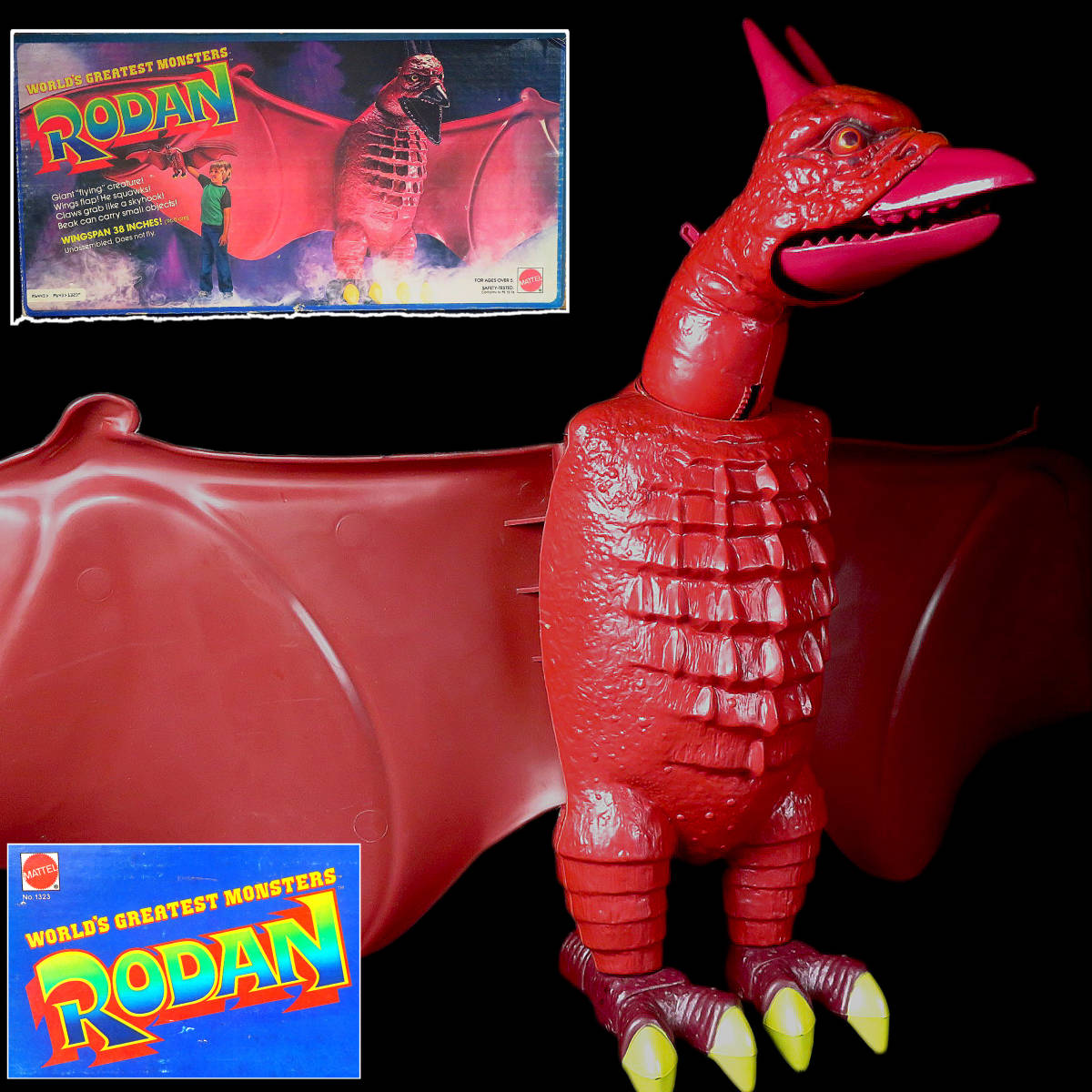 SAKURAYA 激レア品 な箱/説明書付 デットストック MATTEL RODAN マテル ロダン ジャンボマシンダー 当時物 フィギュア ...
