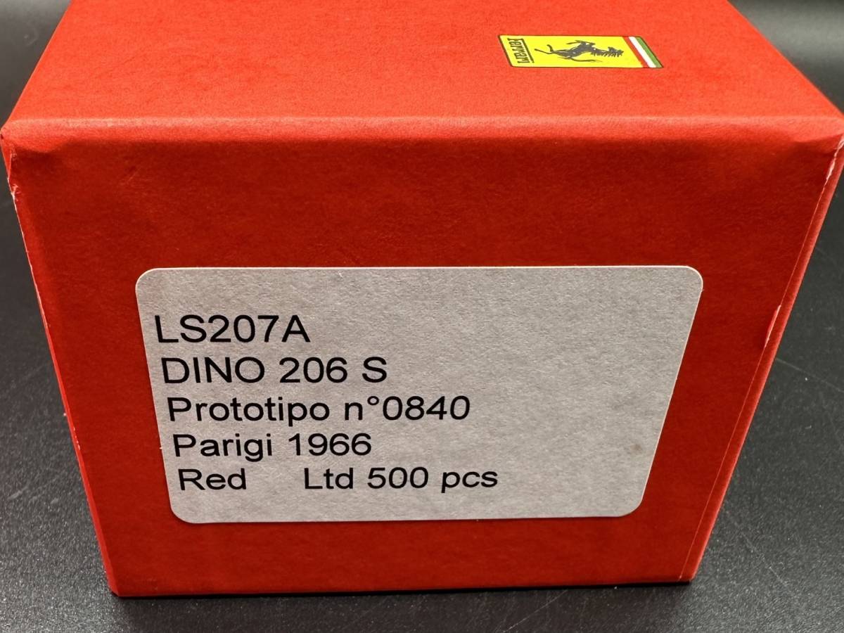 コレクターアイテム/LOOK SMART/FERRARI/LS207A/DINO/206 S/PROTOTIPO/no.0840/PARIGI 1966/RED/フェラーリ/1/43 ミニカー ...