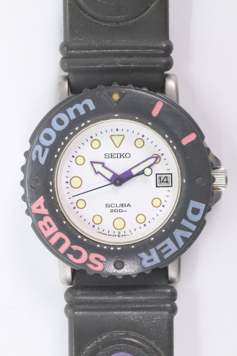 SEIKO セイコー SCUBA 200m スキューバ 5H25-6A1B クォーツ デイト メンズ 腕時計 5031-N(その他)｜売買されたオークション情報、yahooの商品情報を ...