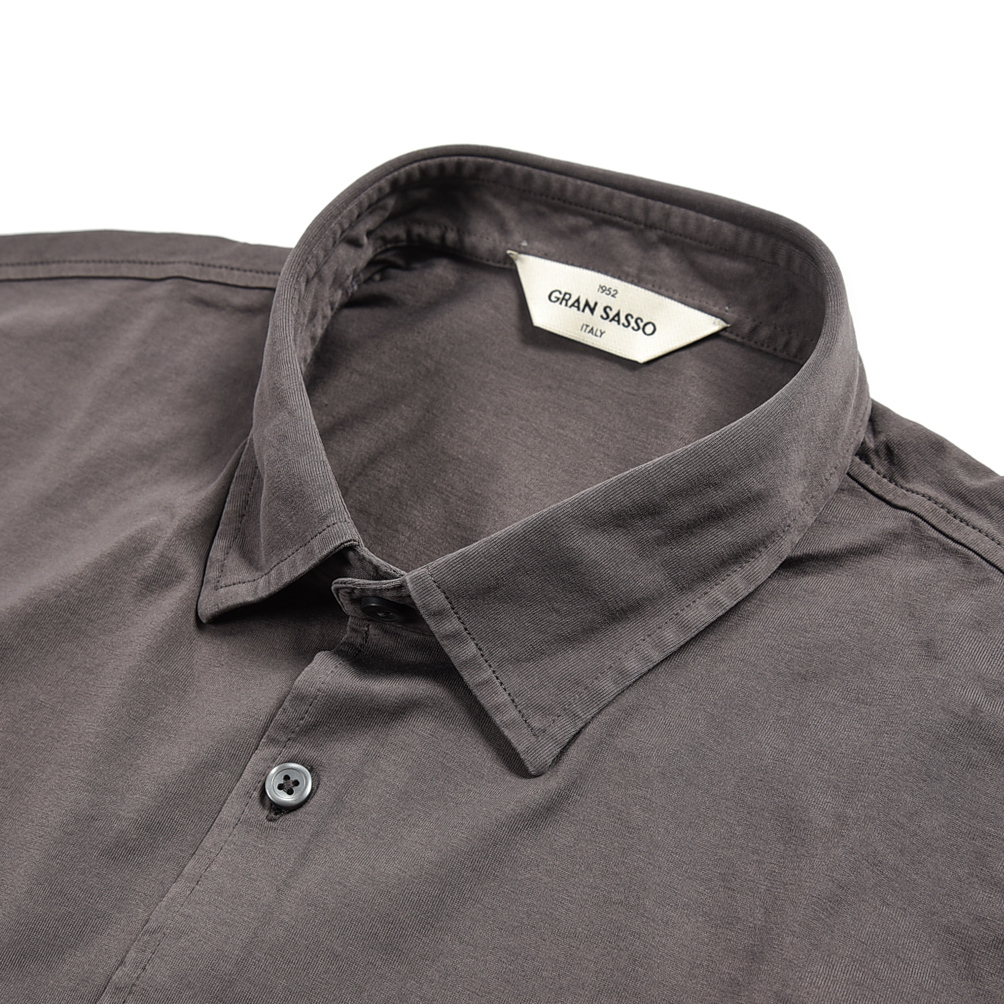 新着 グランサッソ GRAN SASSO Vintage シャツ ショートポイントカラー ストレッチ 長袖 メンズ コットン 100％ 無地 ...
