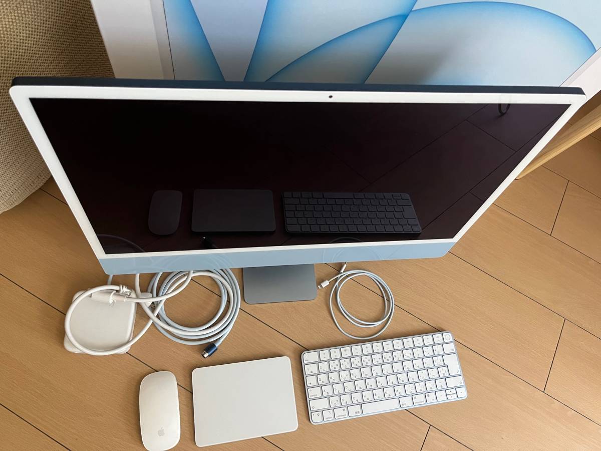 24インチ ブルー iMac 4.5K Retinaディスプレイモデル8CPU/8GPU/8GB/256GB/M1 2021年7月にアプリ ...