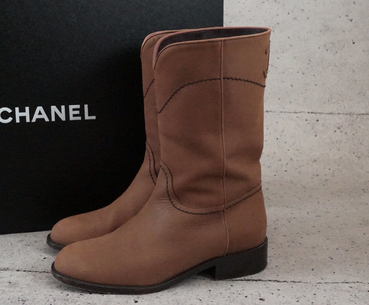 CHANEL シャネル ココマーク ウエスタンブーツ ブラウン G26068 サイズ36 約23cm(23.0cm)｜売買されたオークション情報、yahooの商品情報をアーカイブ公開 ...