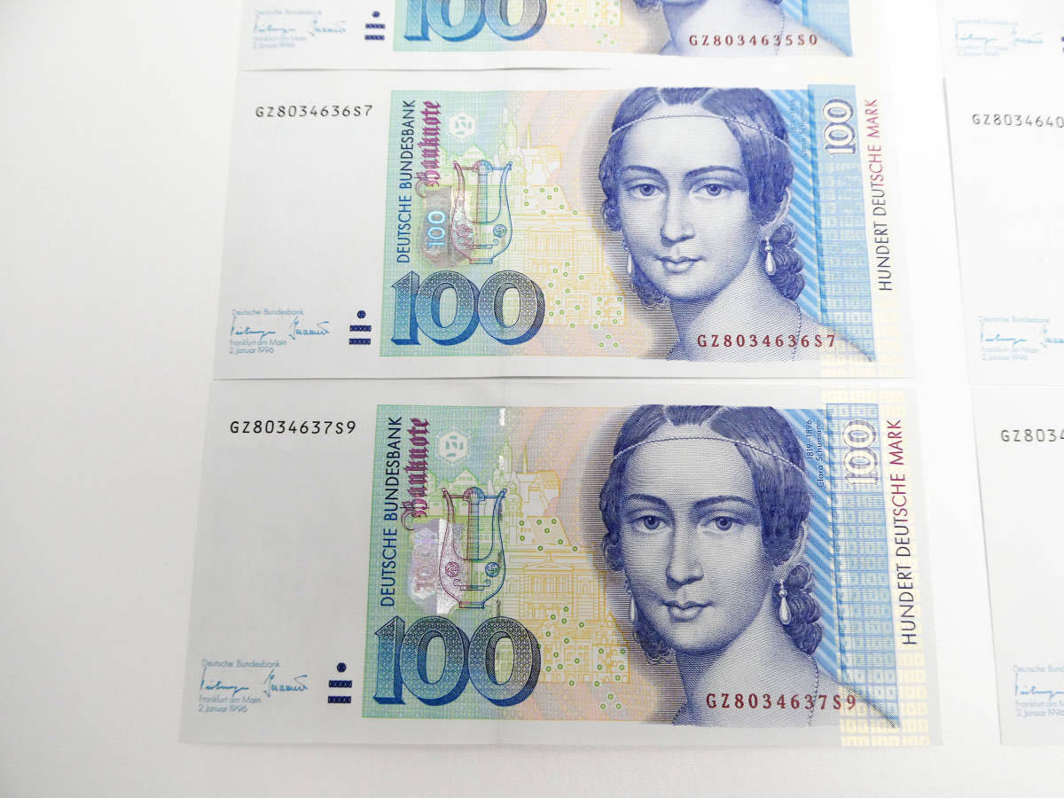 紙幣 連番 ドイツ 100マルク札×13枚 計1300マルク HUNDERT DEUTSCHE MARKクララ シューマンClara ...
