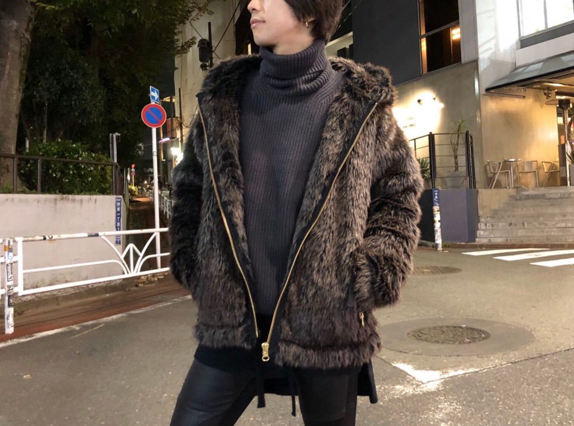 MOONAGE DEVILMENT PROPA9ANDA mjk-0212 Fur Zip Hoodie D.BROWN 清春 ムーンエイジ デビルメント moonagedevilment ...
