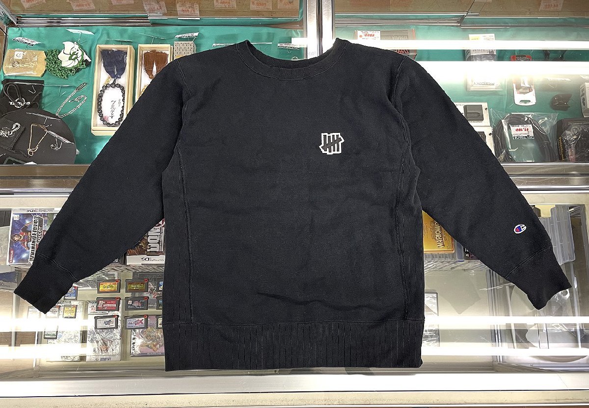 UNDEFEATED × Champion 5 STRIKE RW CREW SWEAT C8-Q031 ブラック XL アンディフィーテッド チャンピオン リバースウィープ スウェット ...