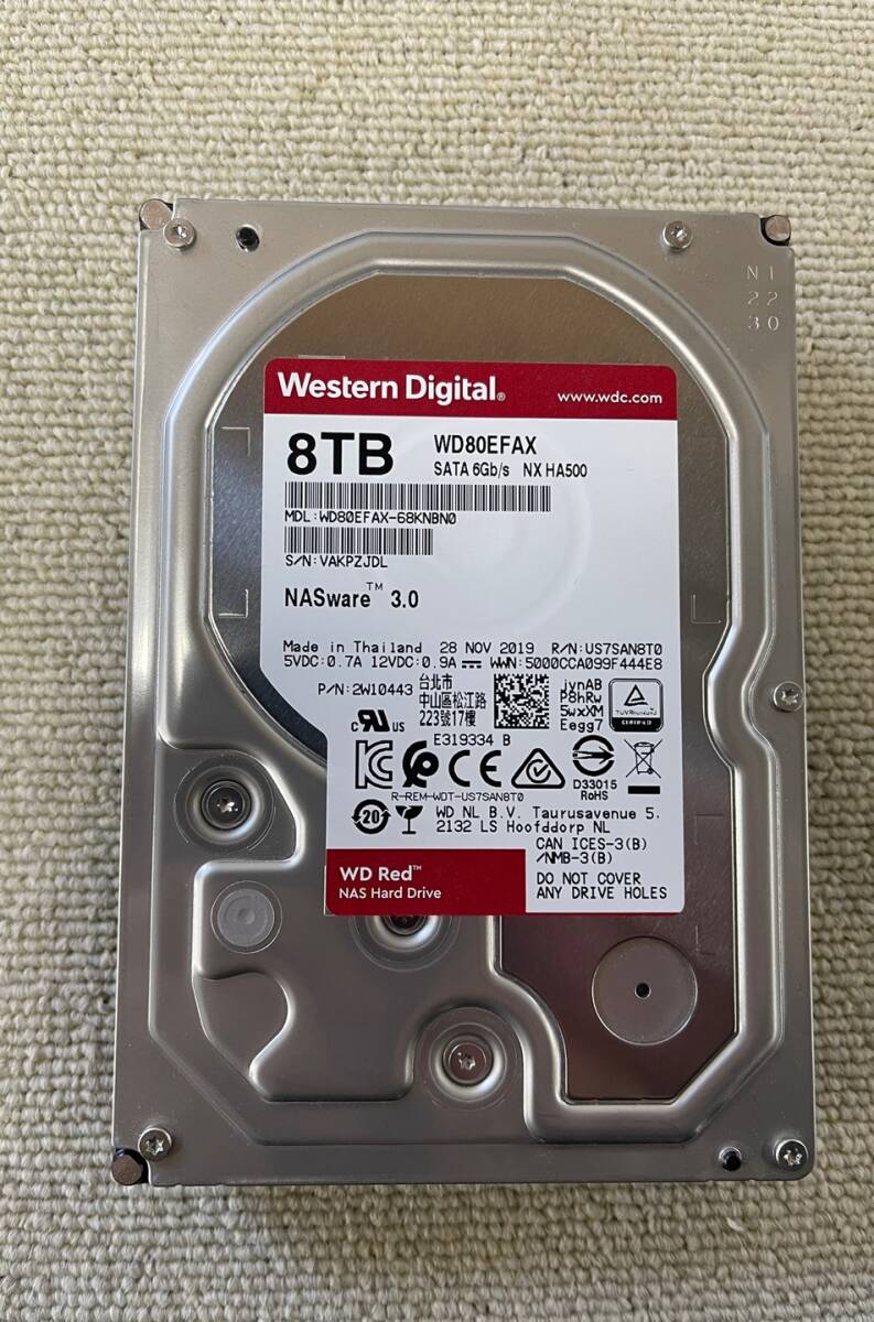 Western Digital WD80EFAX 8TB 5 400rpm WD Red NAS SATA Hard Drive 動作確認 ...