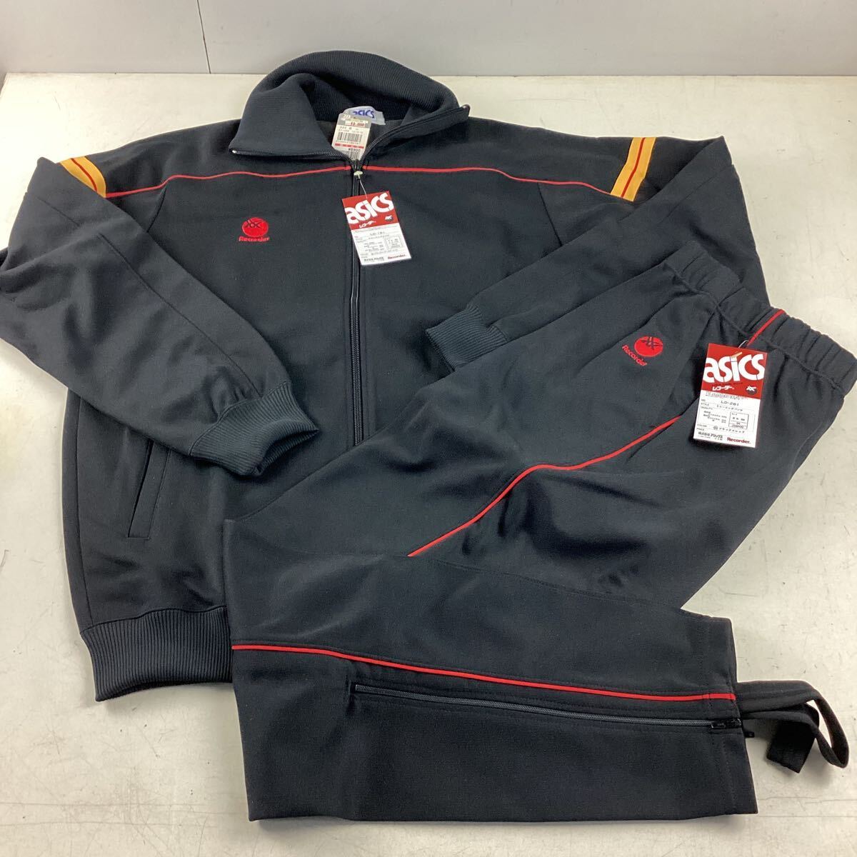 n9125 アシックス レコーダー LD-161 261 2点まとめ 黒 × 赤 メンズ ジャージ asics 80-90年代 レトロ ビンテージ デッドストック(アシックス)｜売買された ...