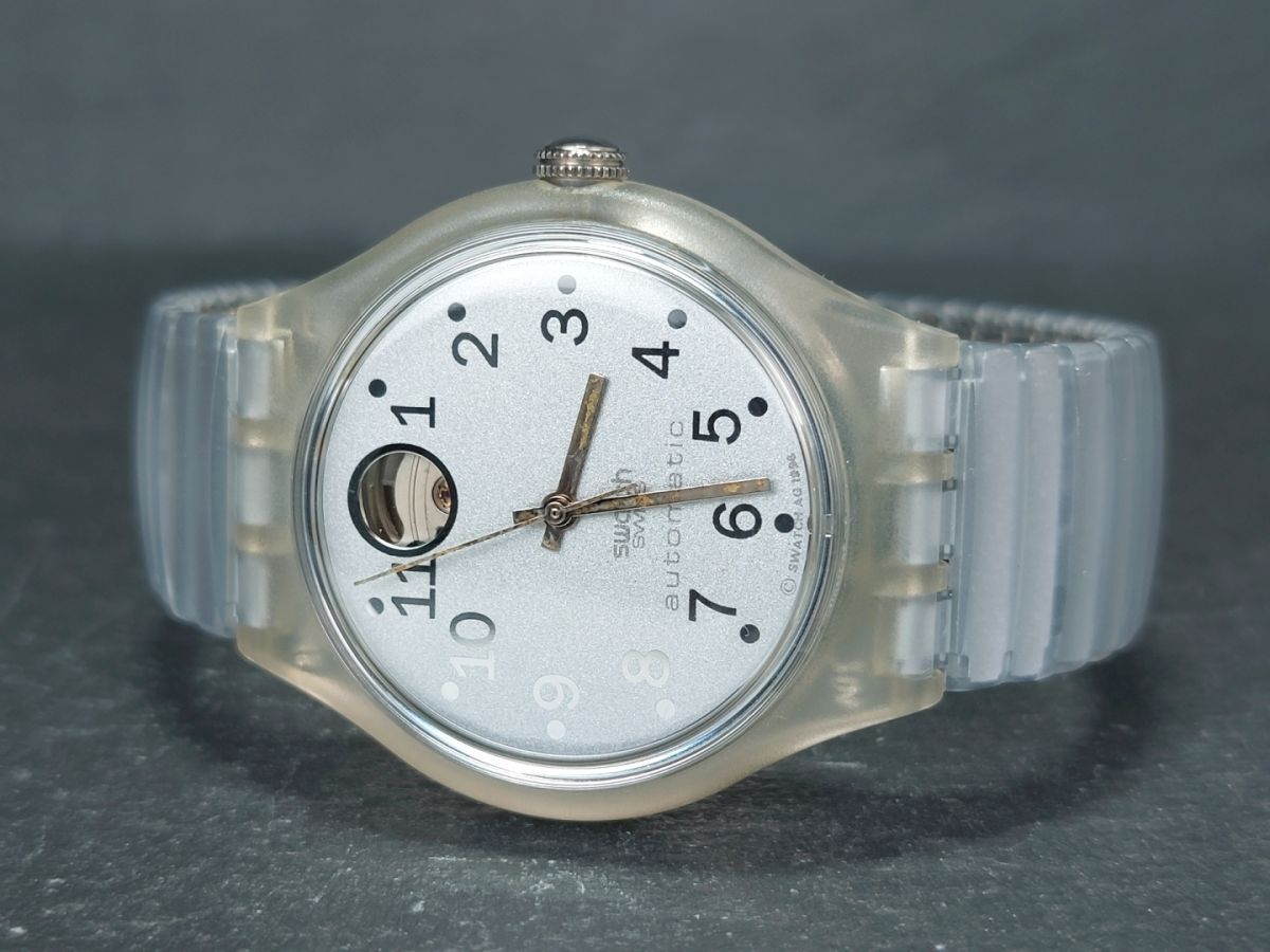 箱付き SWATCH スウォッチ AUTOMATIC オートマチック Virtual Silver SAK128 アナログ 自動巻き 腕時計 蛇腹ベルト 裏スケ(AUTOMATIC)｜売買され ...