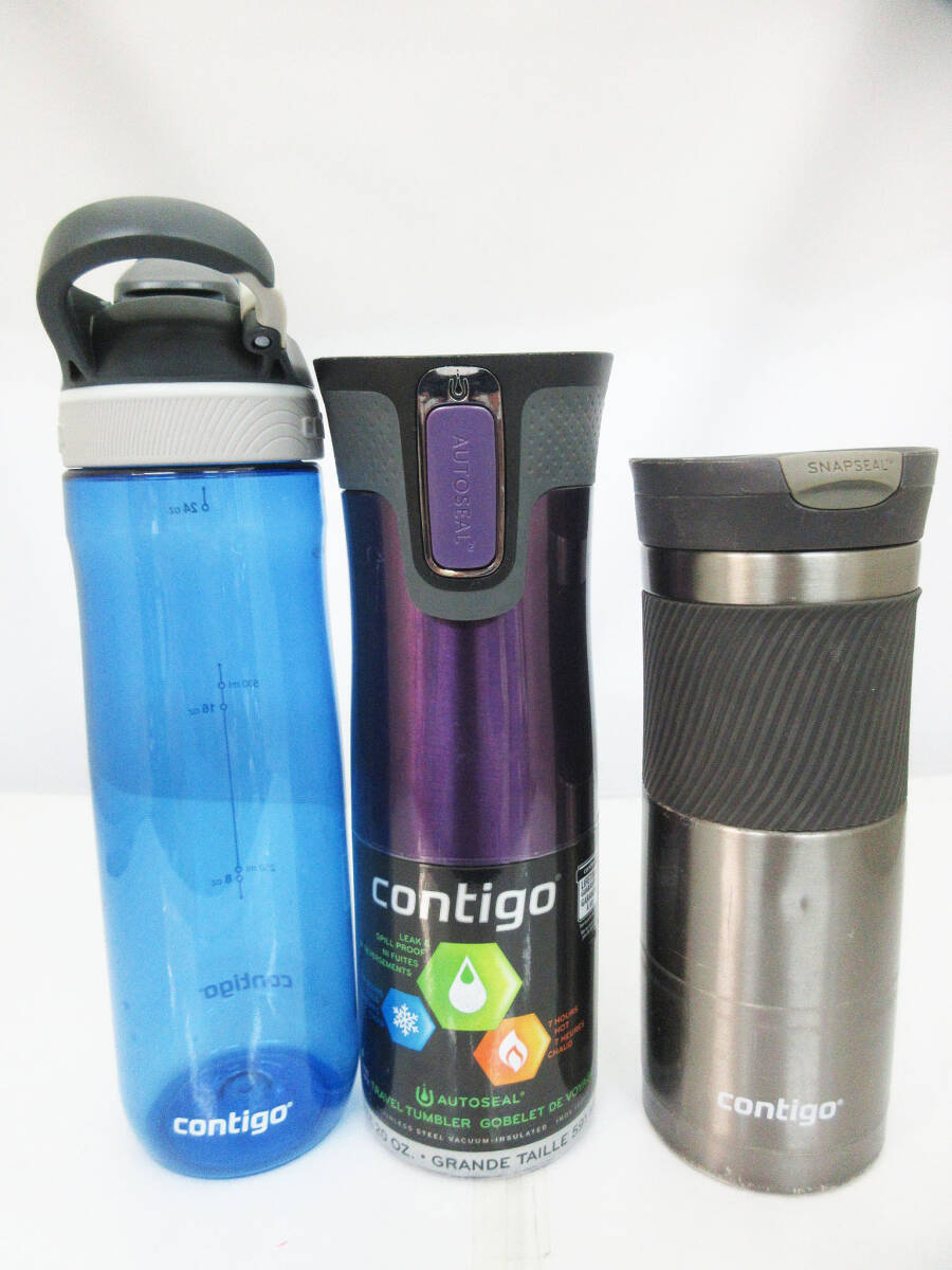 N9369 ウォーターボトル contigo 3本 West Loop 20oz 591ml Byron Snapseal 20oz 水筒/マグボトル/ステンレスボトル 軽量(0.5リットル ...