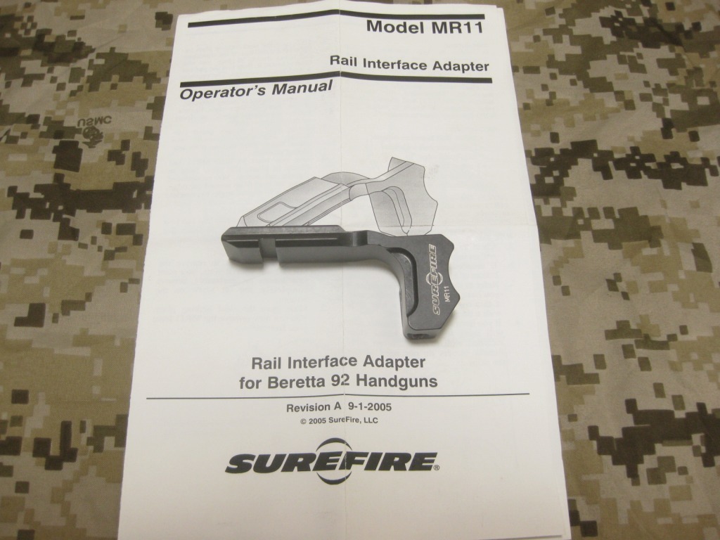実物 SUREFIRE インターフェースアダプターM92F MR11 M9 M92 シュアファイア X300 X200 ライト フラッシュ ...