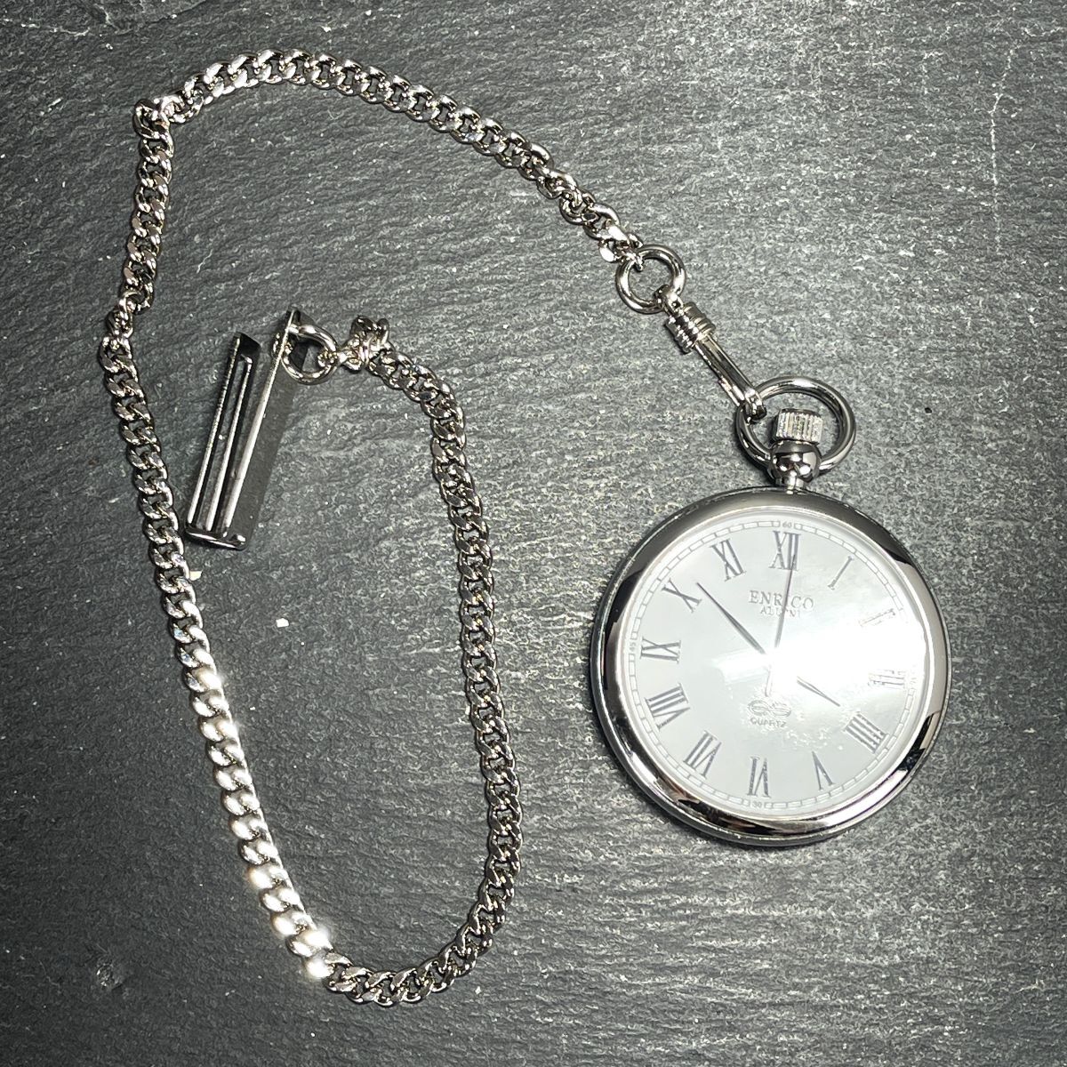 ENRICO エンリコ ALLONI アローニ 懐中時計 クオーツ アナログ ホワイト文字盤 3針 ラウンド 電池交換済み み(クォーツ式 ...