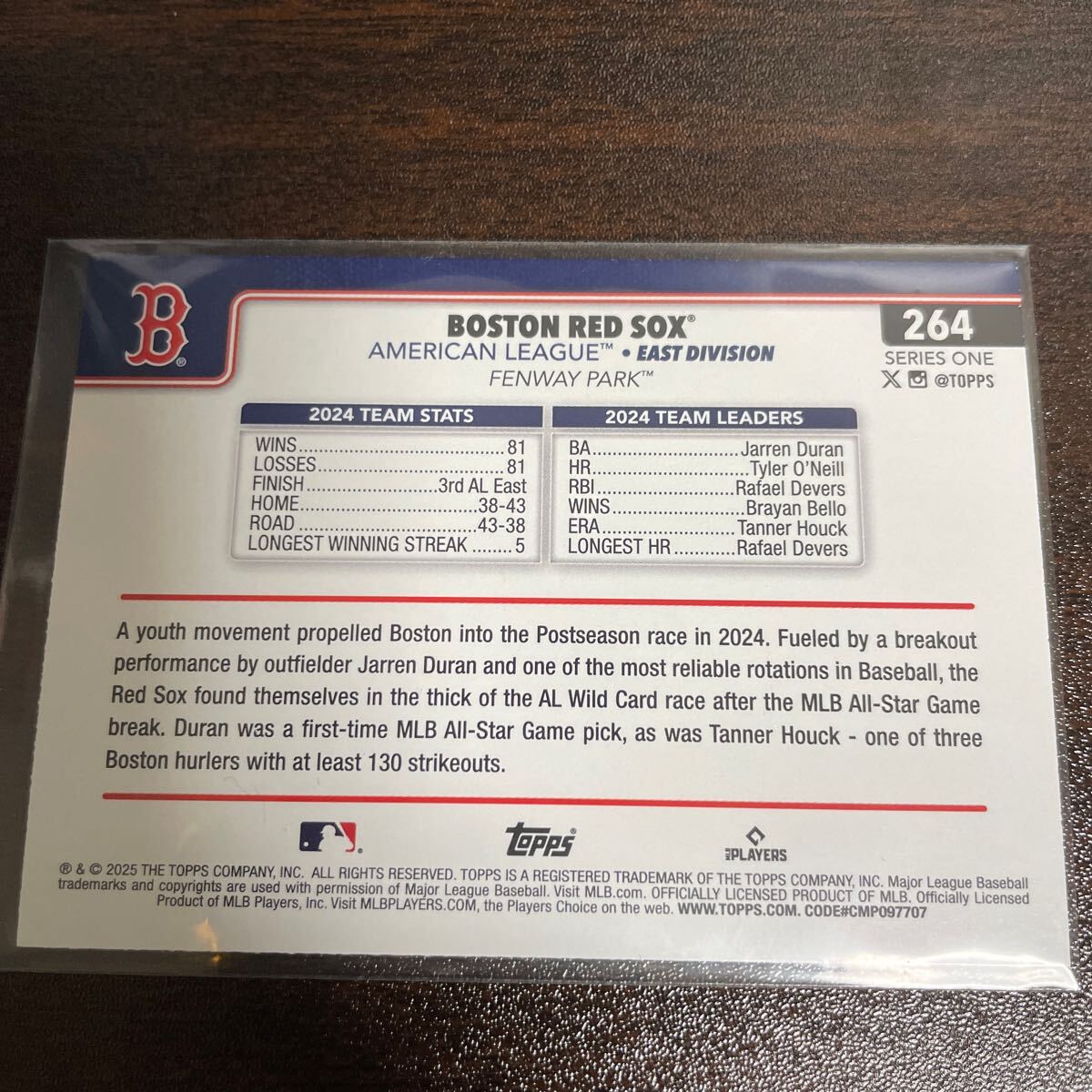 レッドソックス red sox topps MLB TOKYO SERIES 2025 東京シリーズ team color border ...
