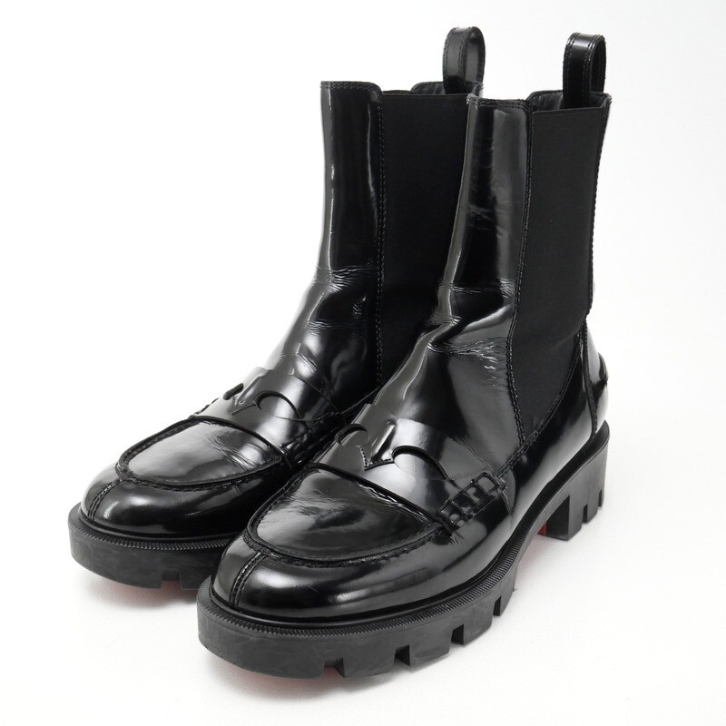 MH6089 イタリア製 クリスチャンルブタン 37 23.5cm相当 MONTEZU LUG モンテズ レザー チェルシーブーツ サイドゴア ...