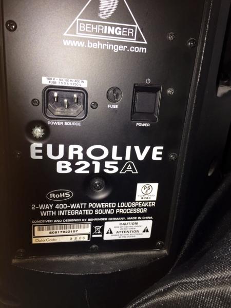 BEHRINGER EUROLIVE B215A ベリンガー パワードスピーカー ペア(パワードスピーカー)｜売買されたオークション情報 ...