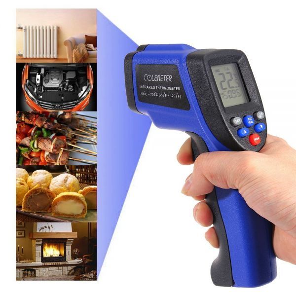COLEMETER 非接触温度計 デシタル温度計 赤外線温度計 赤外線放射温度計 デシタル測定器 ブルー+ブラック -50~＋700℃(電気 ...