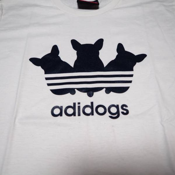 L パロディー adidas風 3匹のフレンチブルドッグシルエット adidogs 両面 Tシャツ WHITE 白 ホワイト(イラスト、キャラクター)｜売買されたオークション情報、yahooの ...