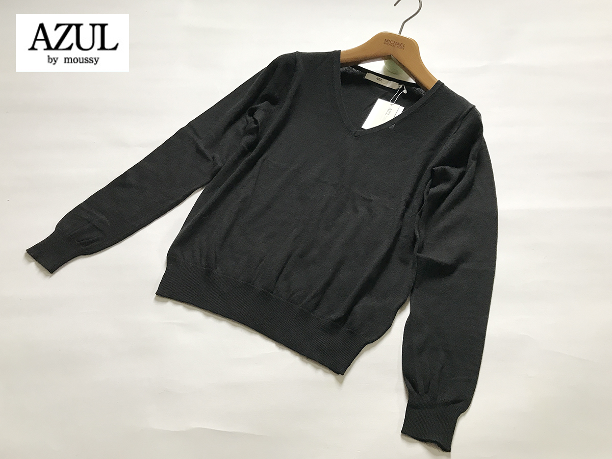 AZUL basic アズール マウジー VネックコットンニットM黒(長袖カットソー)｜売買されたオークション情報、yahooの商品情報をアーカイブ公開 - オークファン（aucfan.com）