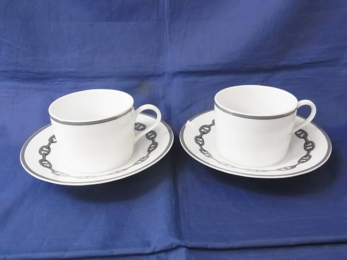 101116H7-1124H-C0006 HERMES エルメス シェーヌダンクル カップ＆ソーサー ペア 2客 セット(エルメス)｜売買されたオークション情報、yahooの商品情報を ...