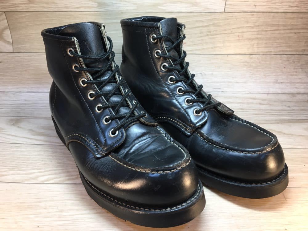 RED WING 8179 ソール貼替済 US8.0E 26.0 26.5 刺繍羽タグ 02 モックトゥ ブラック #4014/BK(8インチ ...