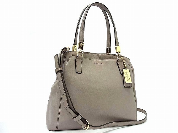 1円 極 COACH コーチ マディソン 27862 レザー ミネッタ 2WAY ショルダーバッグ ハンドバッグ グレー系 A1696K ...