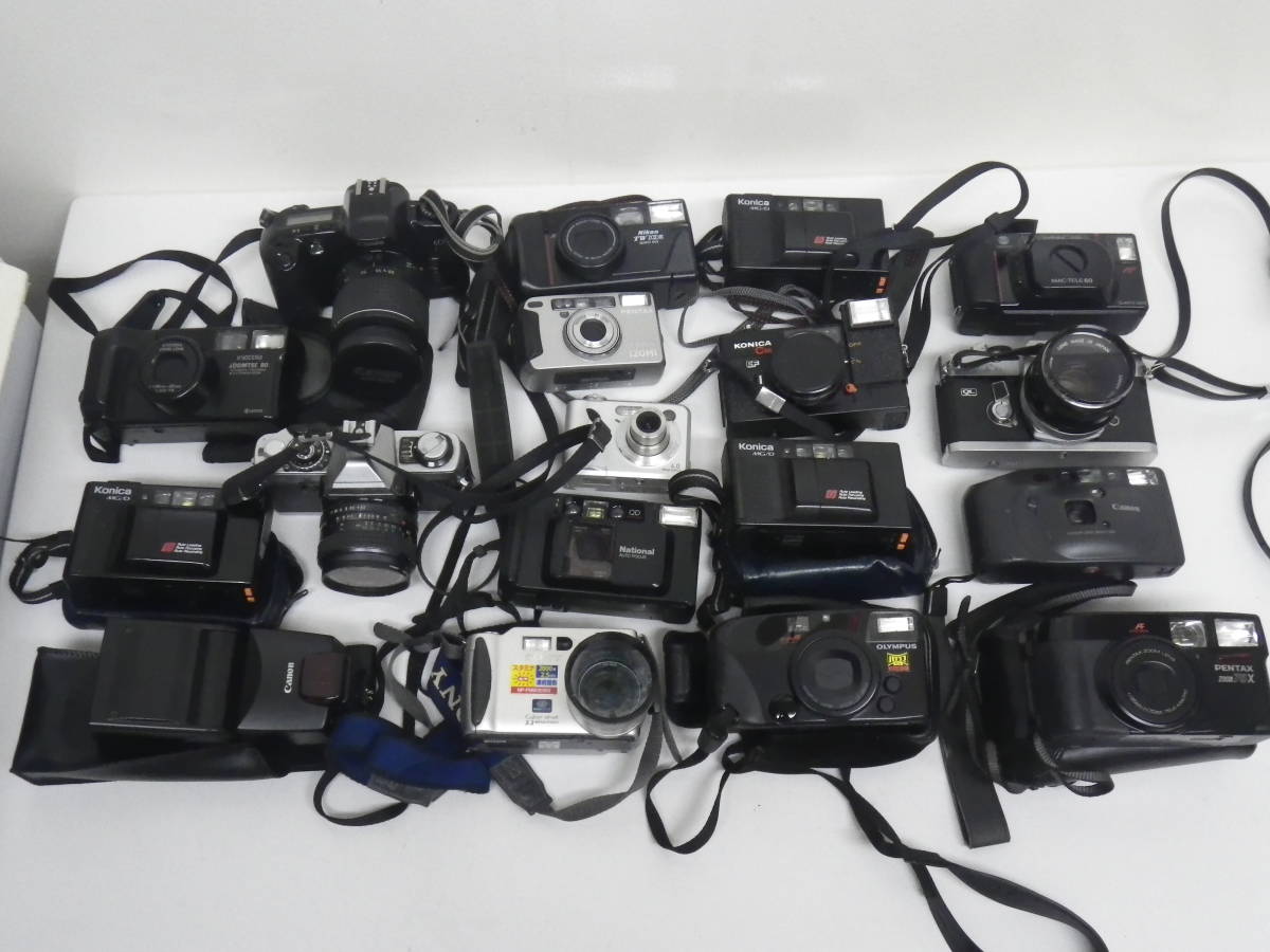 ジャンクカメラ大量セット KONICA C35 EF MG/D Cannon FTb EOS KISS Panorama MINOLTA XG ...