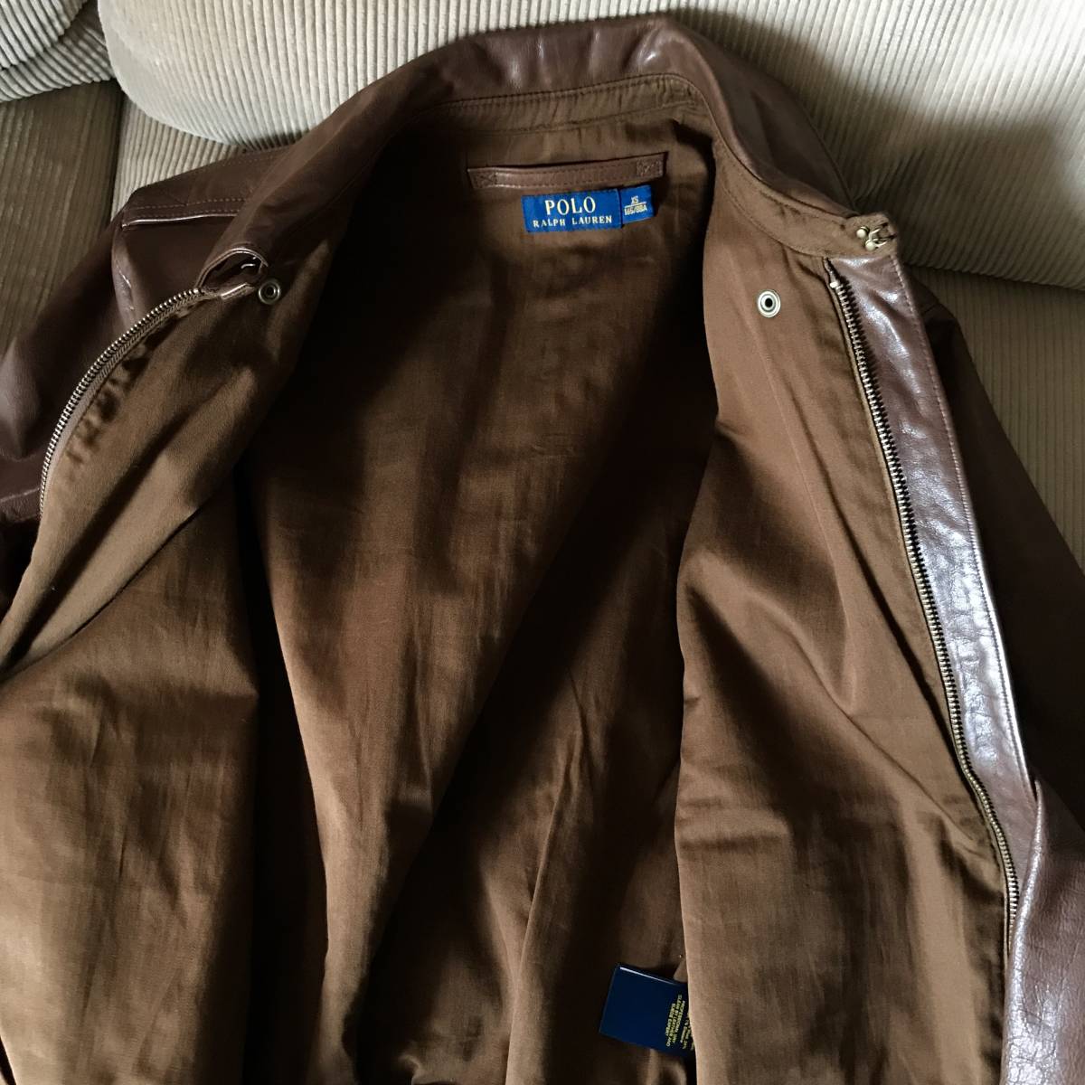 極上 POLO RALPH LAUREN A-2レザージャケット ブラウン XS A2 革ジャン 本革 ポロ ラルフローレン /g-1 g1 ...