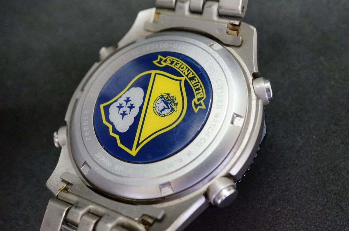 CITIZENシチズン navihawk world timeワールドタイム QUARTZクオーツ BLUE ANGELS TITANIUM ...