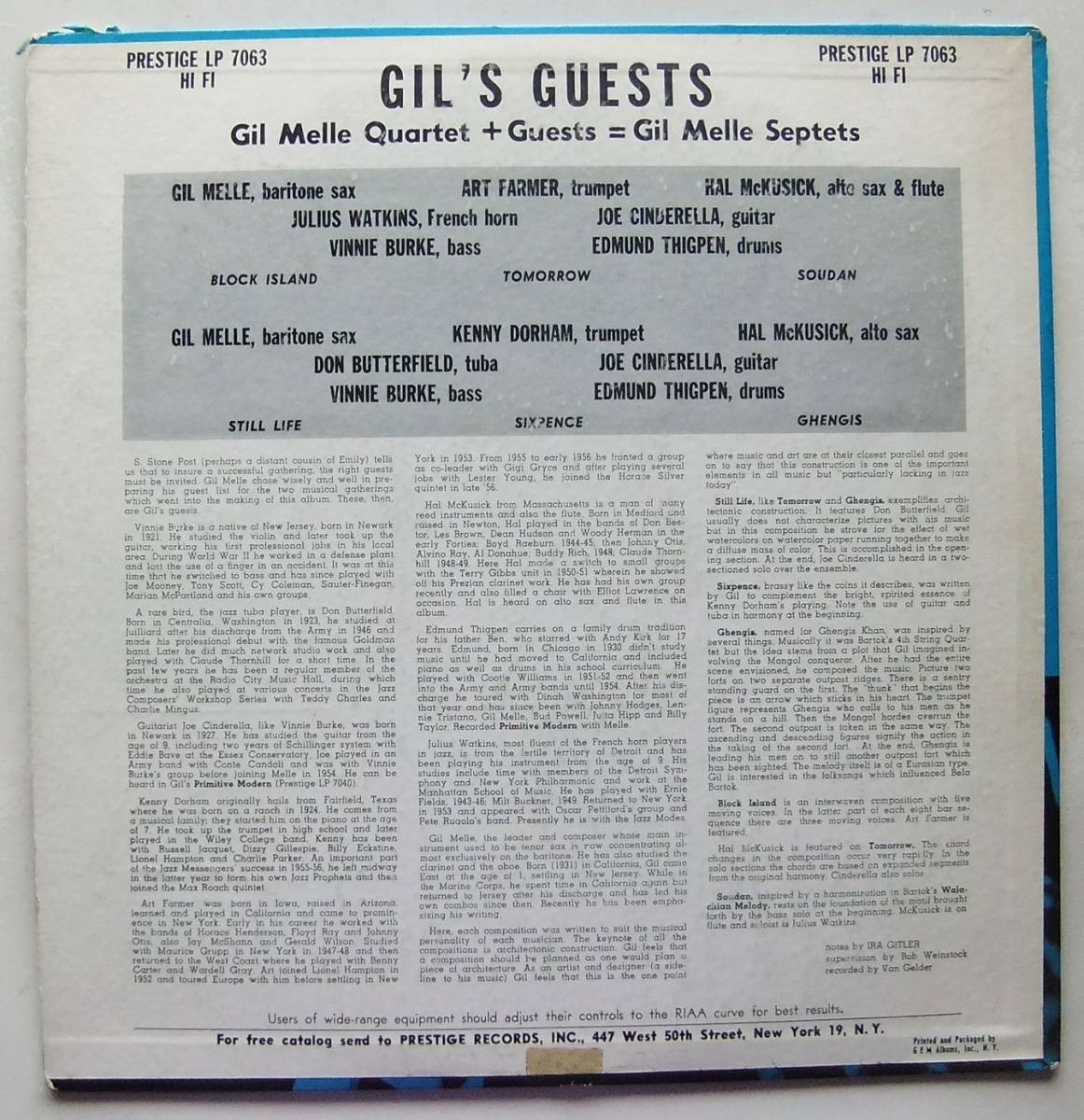 GIL MELLE Quartet / Gil ’ s Guests / KENNY DORHAM / ART FARMER / HAL ...