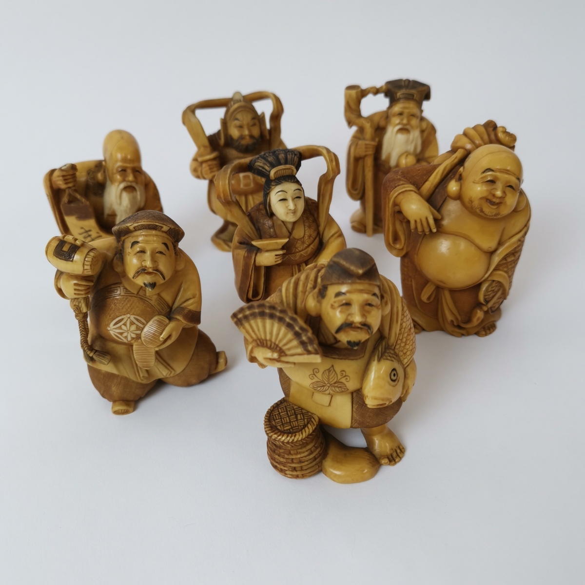 1円スタート 本象牙無垢彫刻 七福神 光信刻銘 総重1010g 和彫 恵比寿 大黒 布袋 毘沙門 弁天 寿老人 福禄寿 一部欠け有#20164(その他)｜売買されたオークション情報、yahoo ...